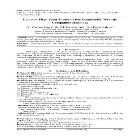 Common Fixed Point Theorems For Occasionally Weakely Compatible 5591