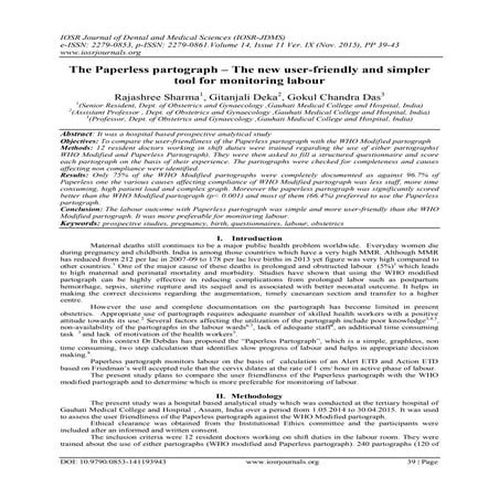 The Paperless partograph – The new user-friendly and simpler tool for ...