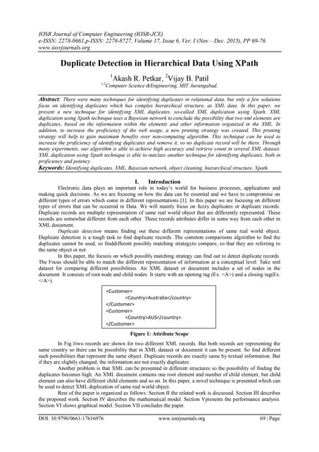 Duplicate Detection In Hierarchical Data Using Xpath Pdf Databases Computer Software And