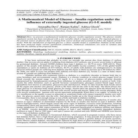 A Mathematical Model of Glucose - Insulin regulation under the ...