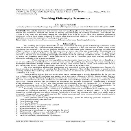 Teaching Philosophy Statements | PDF