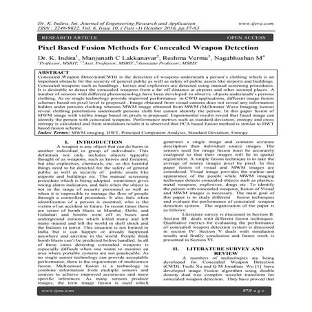 Pixel Based Fusion Methods for Concealed Weapon Detection | PDF
