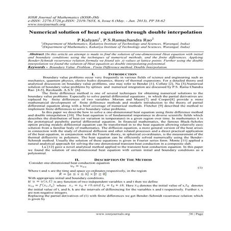 Numerical solution of heat equation through double interpolation | PDF