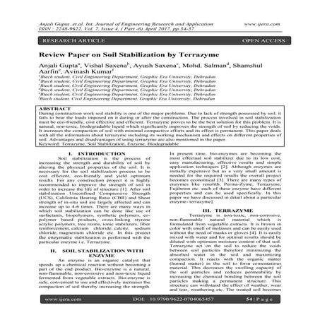 Review Paper on Soil Stabilization by Terrazyme | PDF