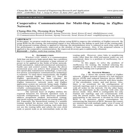 Cooperative Communication for Multi-Hop Routing in ZigBee Network | PDF
