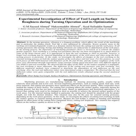 Experimental Investigation Of Effect Of Tool Length On Surface