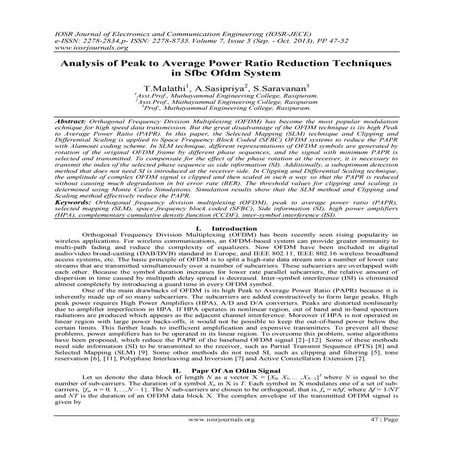 Analysis of Peak to Average Power Ratio Reduction Techniques in Sfbc Ofdm System | PDF | Digital ...