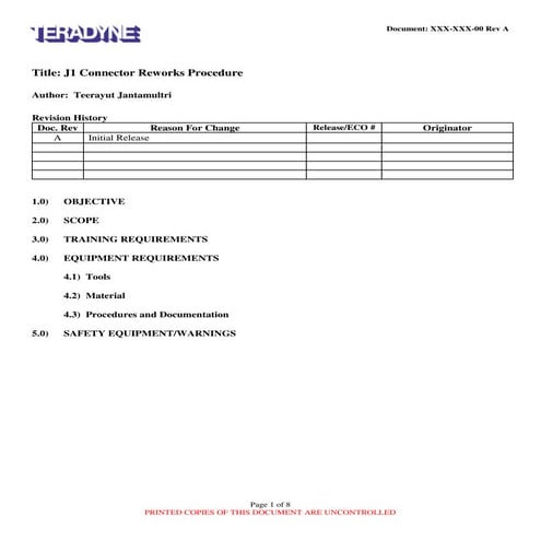J1 connector with 4 pins rework procedure | PDF