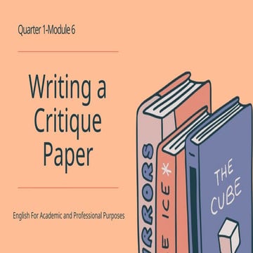 Writing a Critique Paper English for Academic and Professional Purposes ...