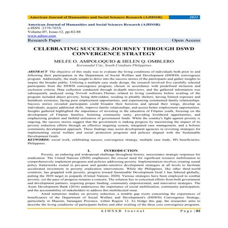 CELEBRATING SUCCESS: JOURNEY THROUGH DSWD CONVERGENCE STRATEGY | PDF