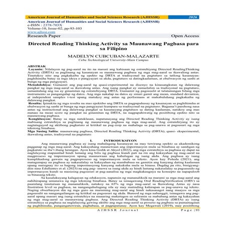 Directed Reading Thinking Activity sa Maunawang Pagbasa para sa ...