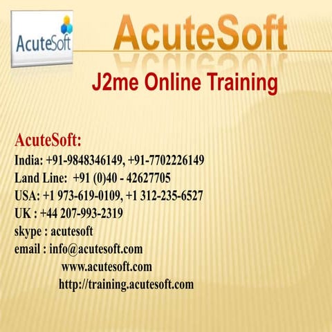 J2ME ONLINE TRAINING | PPTX