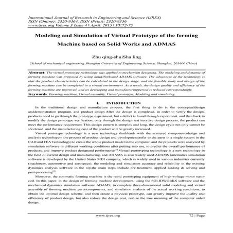 Modeling and Simulation of Virtual Prototype of the forming Machine ...