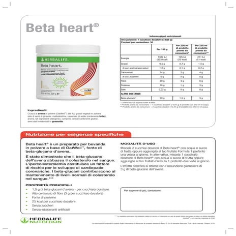 Dati prodotto Beta-Hearth Herbalife Nutrition | PDF