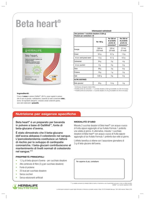 Come usare Beta-Hearth Herbalife Nutrition | PDF