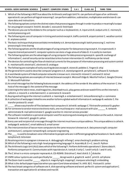 SS1 DATA PROCESSING EXAMINATION (FIRST TERM) | DOCX