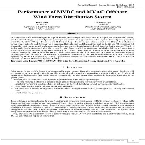 PERFORMANCE OF MVDC AND MVAC OFFSHORE WIND FARM DISTRIBUTION SYSTEM | PDF