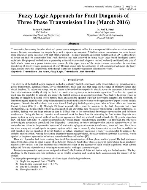 Application Of Artificial Intelligence In Early Fault Detection Of Transmission Line A Case