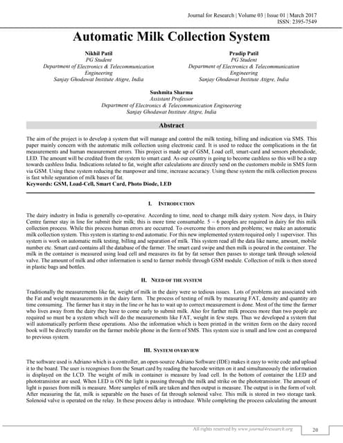 Design of Milk Analysis Embedded System for Dairy Farmers | PPTX ...