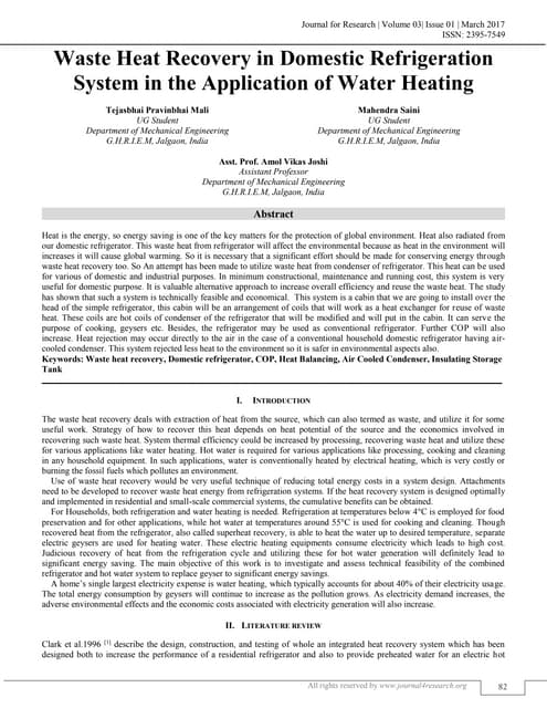 Hot and Cold Storage using Waste Heat Recovery System | PDF