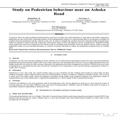 Study on Pedestrian Behaviour near an Ashoka Road | PDF