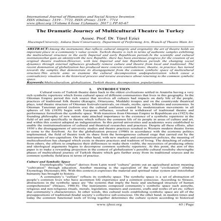 The Dramatic Journey of Multicultural Theatre in Turkey | PDF