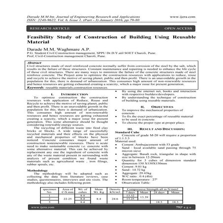Feasibility Study of Construction of Building Using Reusable Material | PDF