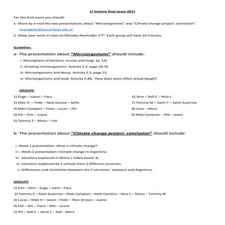 J7 science final exam 2017 | PDF