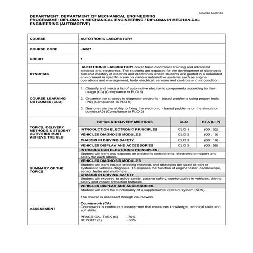 Course Outline JA607 | DOC