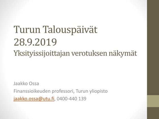 Minna Nikula Varallisuusakatemia Turun Talouspäivät 2019 | PDF