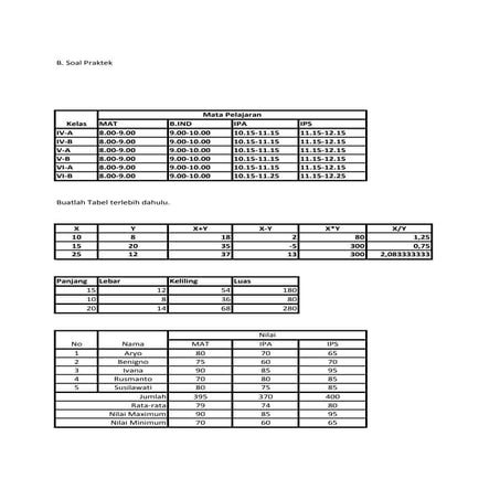 Soal praktek microsoft excel | PDF