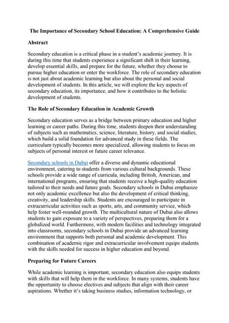 Nature, scope and functions of secondary and senior secondary education ...