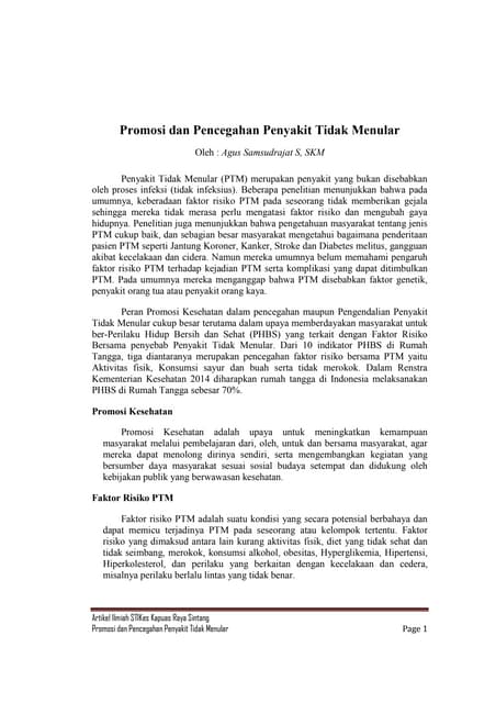 PENYAKIT TIDAK MENULAR (PTM) DI PUSKESMAS GEMBORpptx | PPT