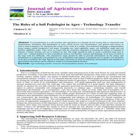 The Roles of a Soil Pedologist in Agro - Technology Transfer | PDF ...