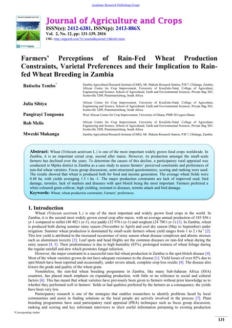 Perceptions and practices of rice farmers in the lowland areas of Diplahan, Zamboanga Sibugay ...