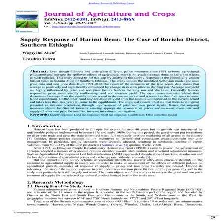 Supply Response of Haricot Bean: The Case of Boricha District, Southern ...