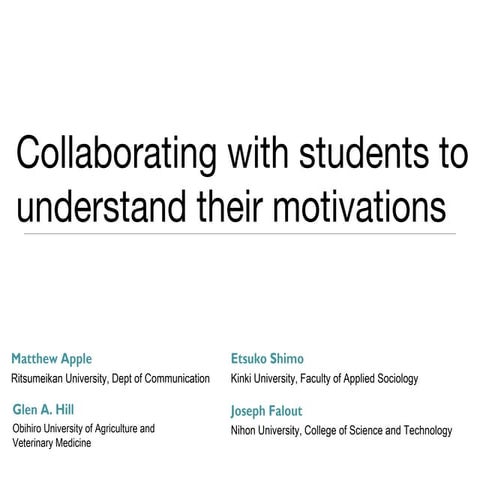 Collaborating with students to understand their motivation | PPT