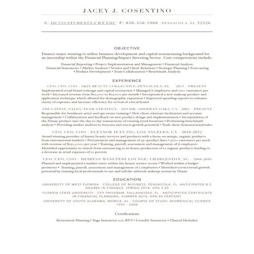 Jacey j cosentinoresumeinternpdf | PDF