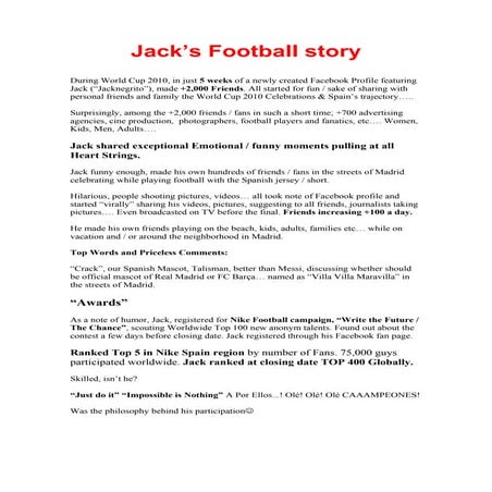 Jack’s Football story | PDF