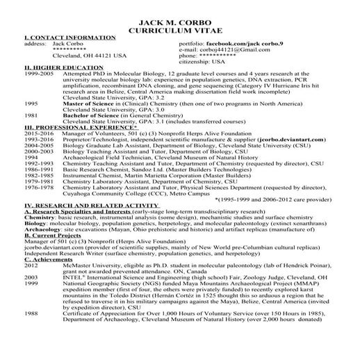 Jack Corbo CV (unedited) | DOC