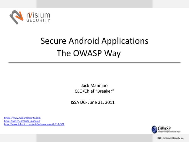 Secure Android Apps- nVisium Security | PPT Secure Android Apps- nVisium Security | PPT