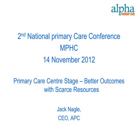 Dr Jack Nagle, CEO, Alpha Healthcare | PDF