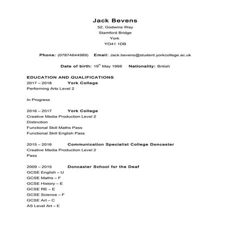 Jack's cv | DOC