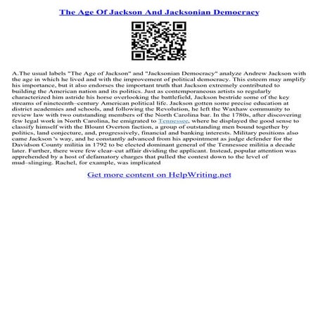 Jacksonian Democracy Essay | PDF