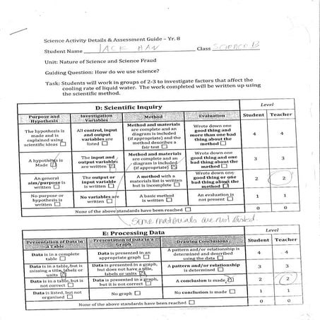 Jack's science score | PDF | Science
