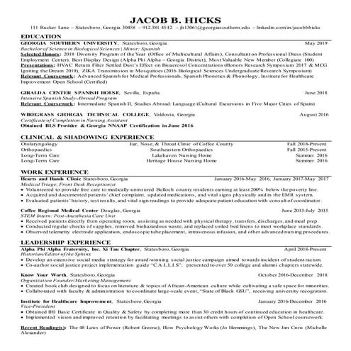 Jacob B. Hicks Resume | PDF