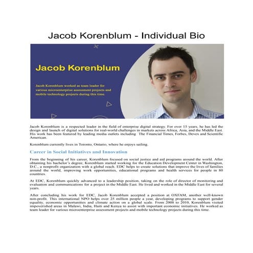 Jacob Korenblum - Individual Bio | PDF