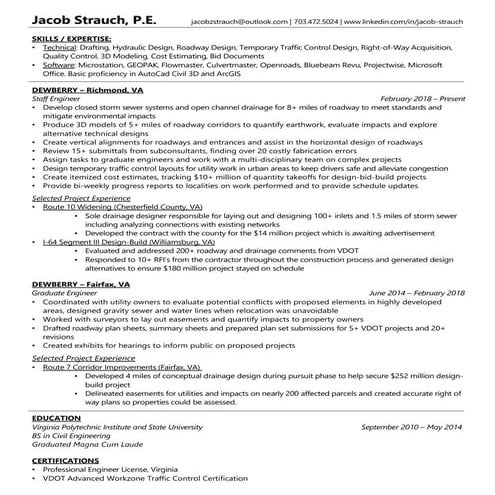 Jacob Strauch, P.E. - Resume | PDF