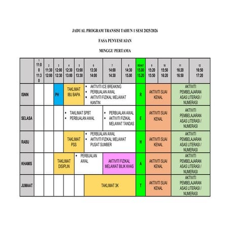 JADUAL PROGRAM TRANSISI MINGGU PERTAMA.docx