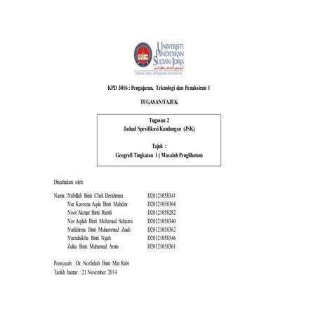 Jadual spesifikasi kandungan (JSK) | DOCX